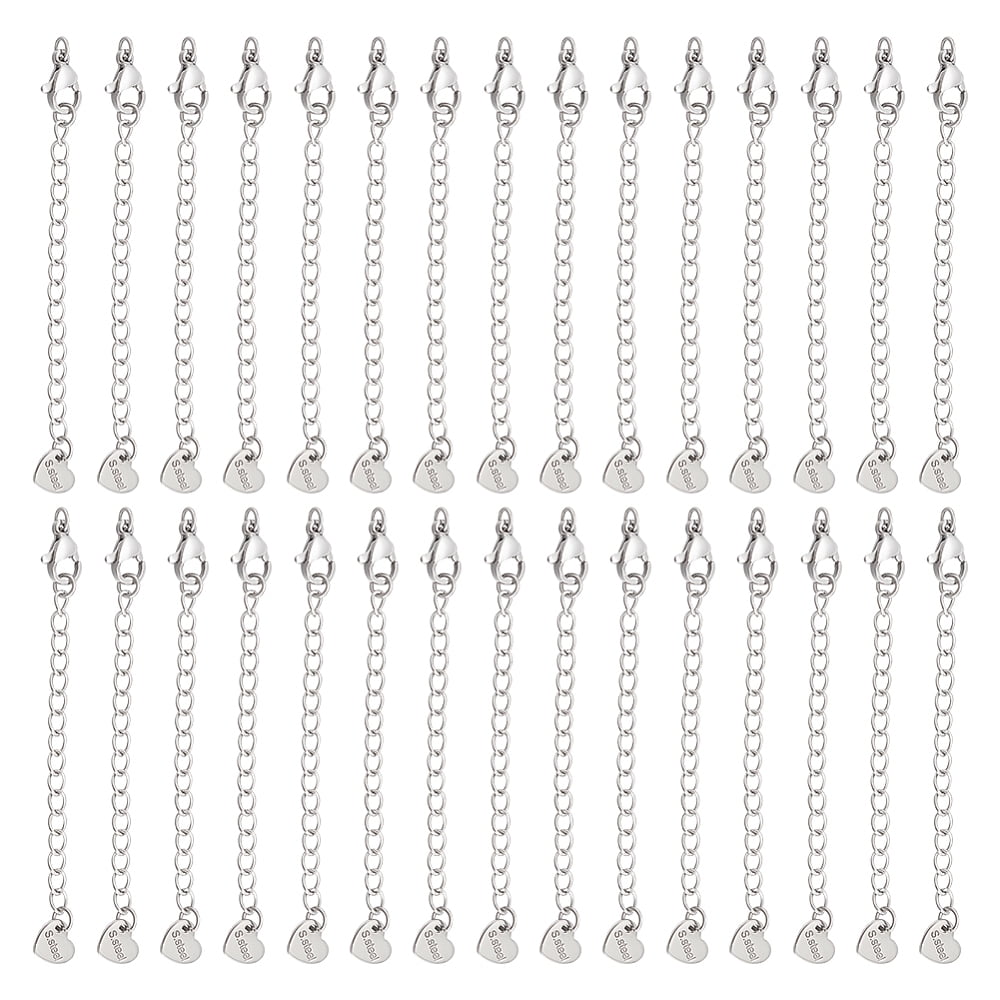30Pc 304 Stainless Steel Curb Chain Extender End Chains with Lobster ...
