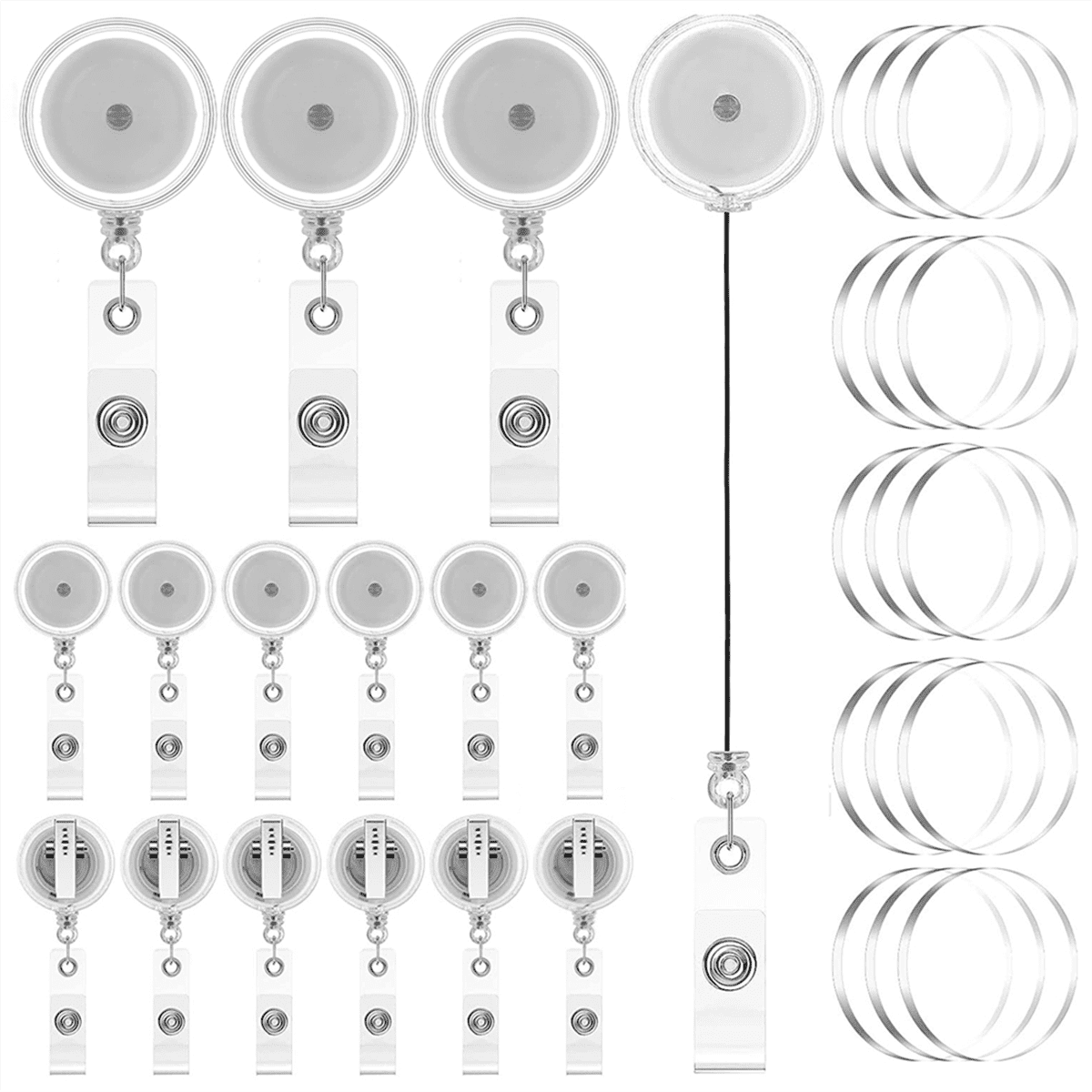 30Pc DIY Retractable Badge Holder Reels with Swivel Alligator Clip and ...