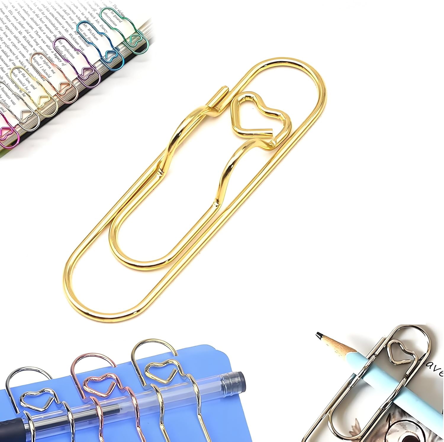 30Pc Heart Shaped Metal Pen Clip, Notebook Pencil Organizer Clip ...