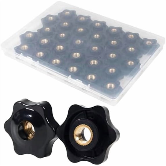 30Pcs 1/4-20 Thread Knob Nut Black, 1/4 Inch Star Knobs, 1/4-20 Hand ...