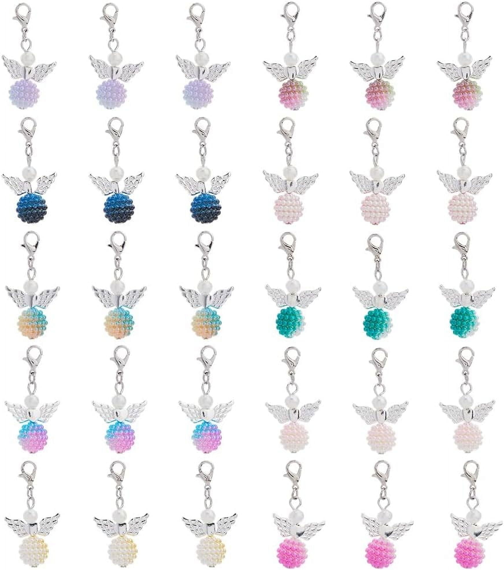 30Pcs 10 Colors Angel Acrylic Pendant Deocrations with Alloy Lobster ...