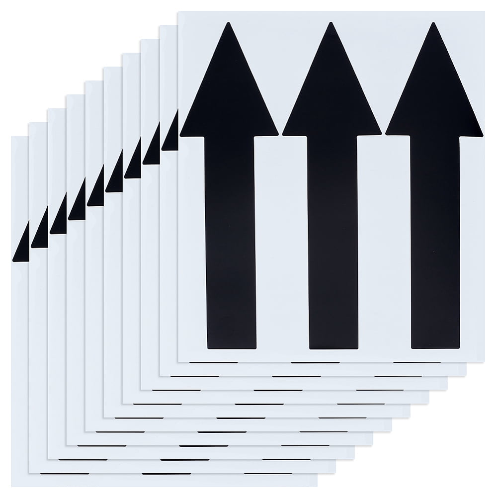 30Pcs 10 Sheet Black Arrow Sign Stickers 8.5x7.4 Inch PVC Directional ...