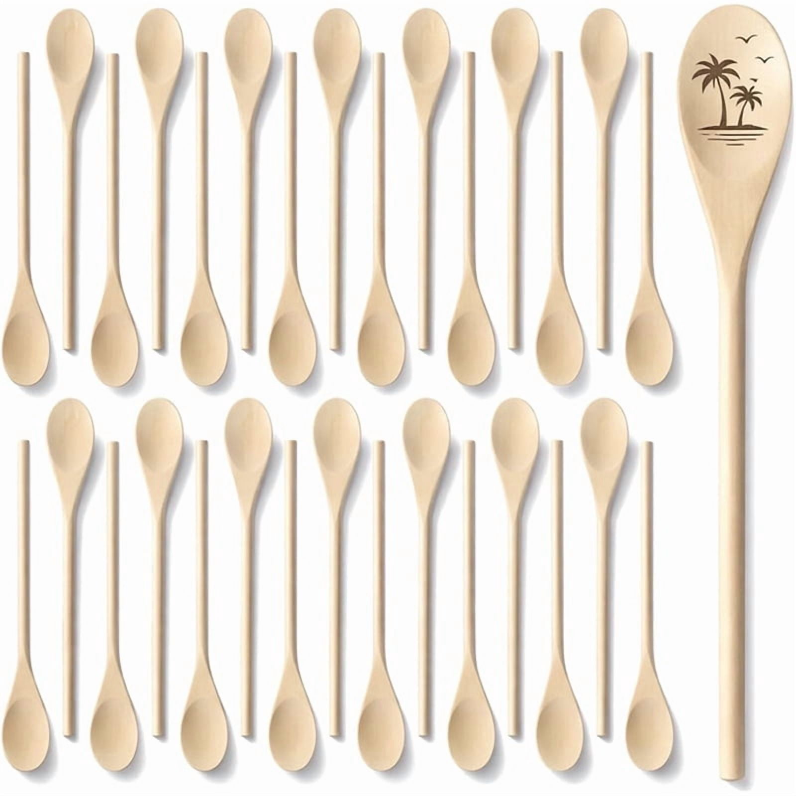 30Pcs 12" Long Handle Wooden Spoons,Wooden Decorative Spoon for Crafts ...