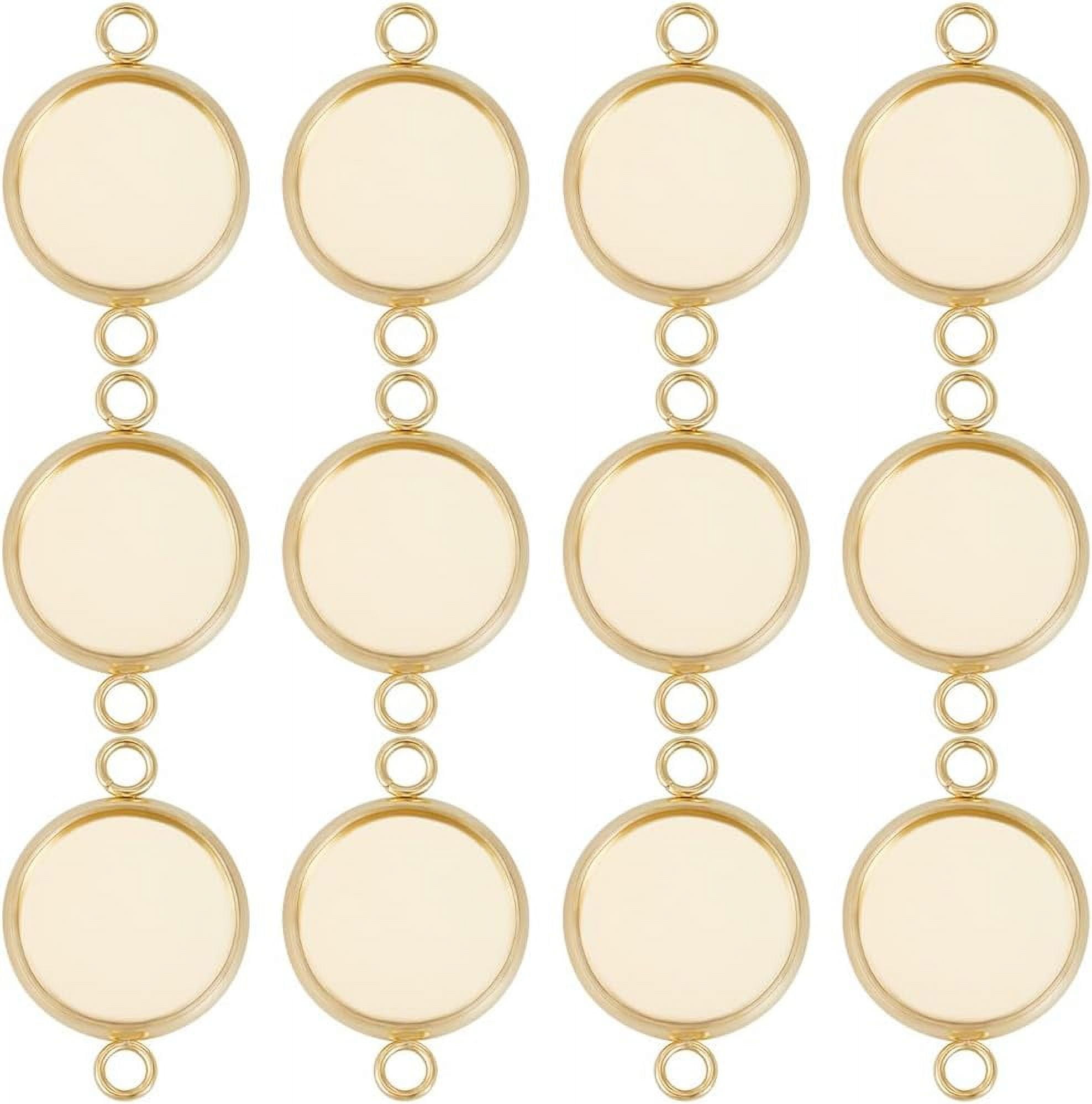 30Pcs 12mm Cabochon Connector Settings 24K Gold Plated Stainless Steel ...