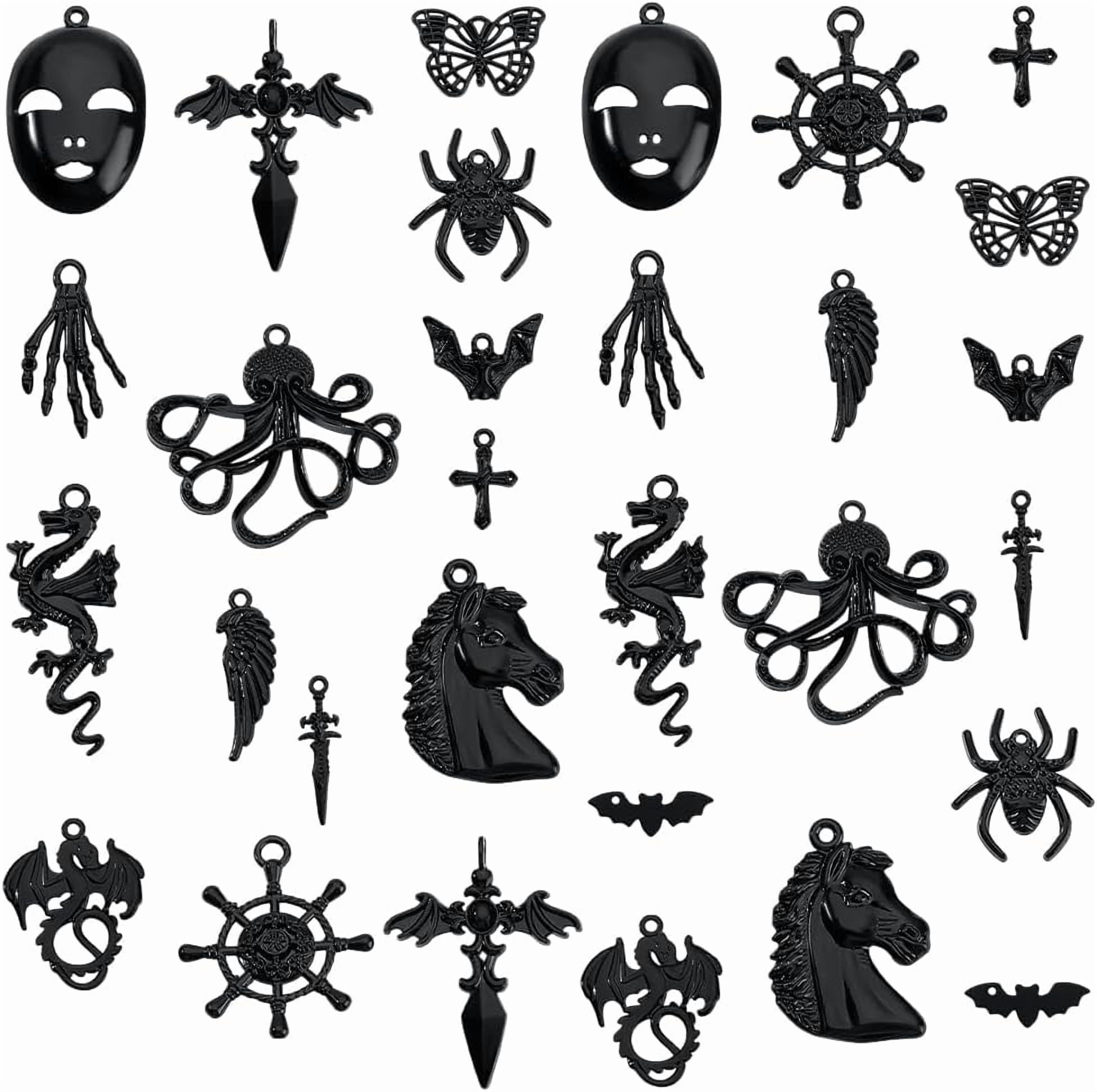 30Pcs 15 Styles Alloy Pendants Mixed Shapes Black 8.5~45x11~49x1~6.5mm ...