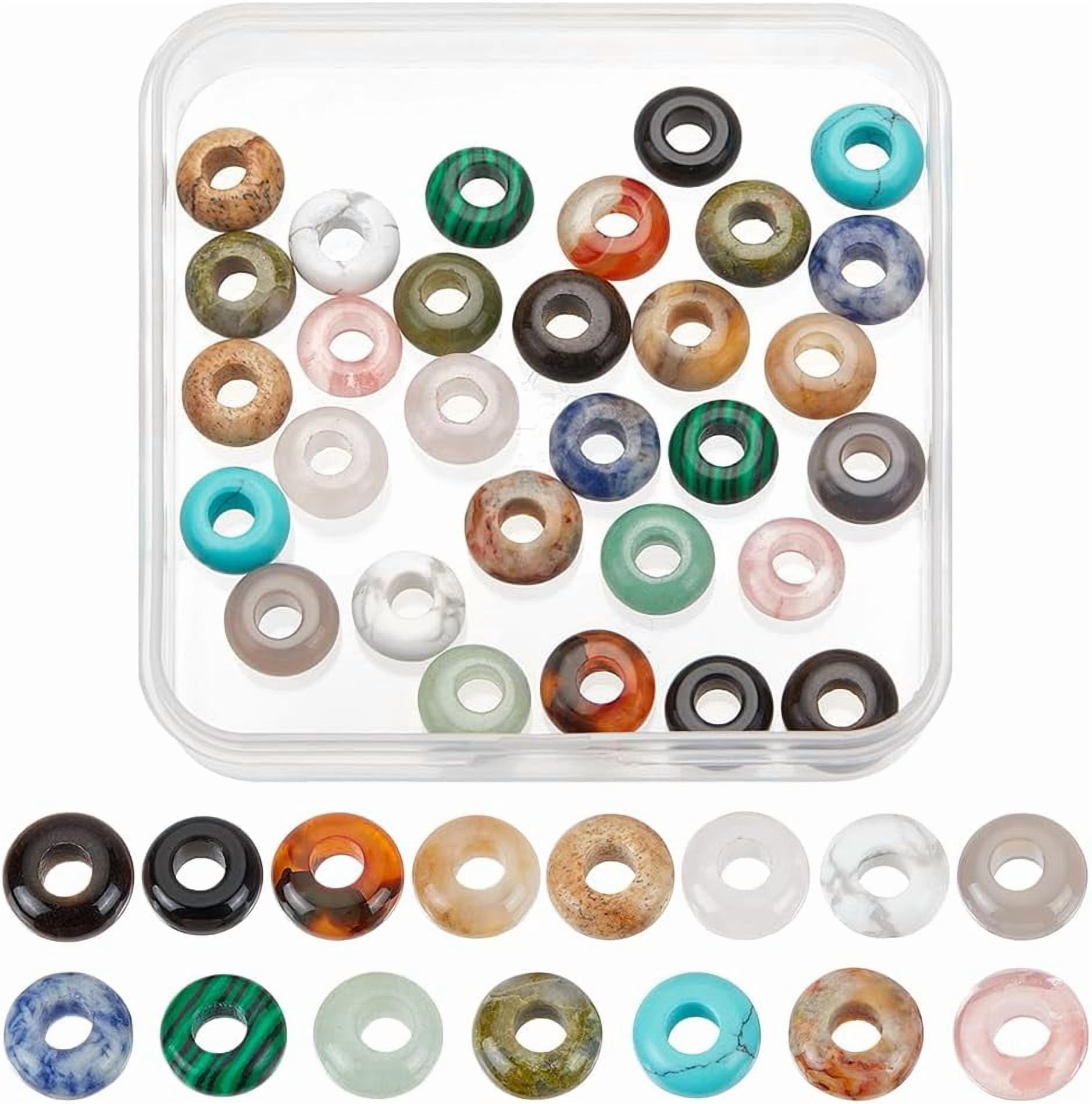 30Pcs 15 Styles Natural Large Hole Gemstone Beads DIY for Jewelry ...