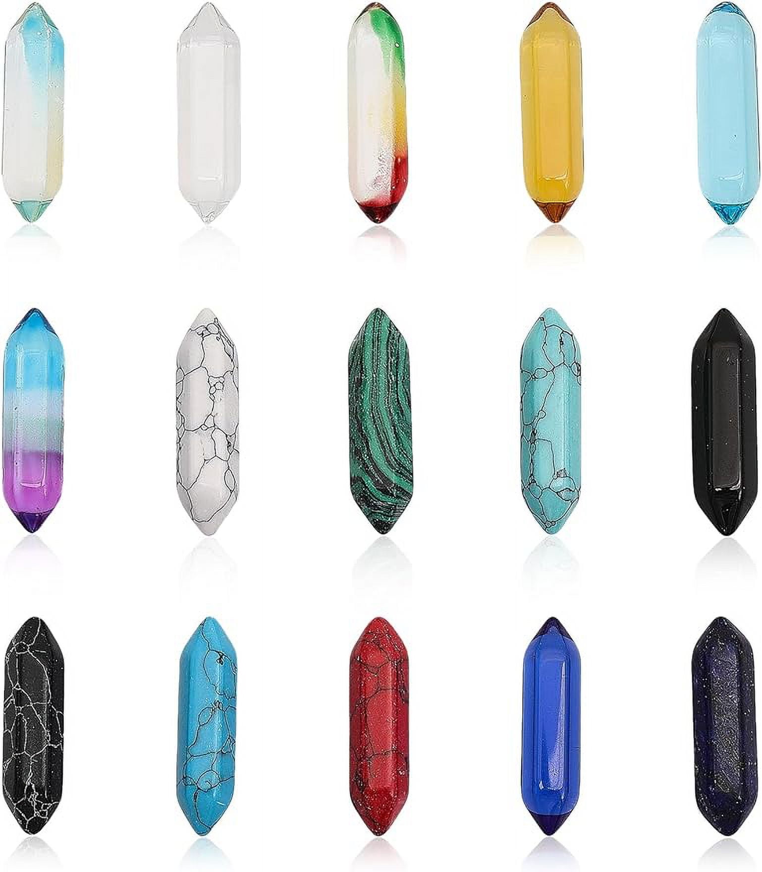 30Pcs 15Styles Crystals Stones Sets Hexagonal Chakra Stones DIY Beads ...