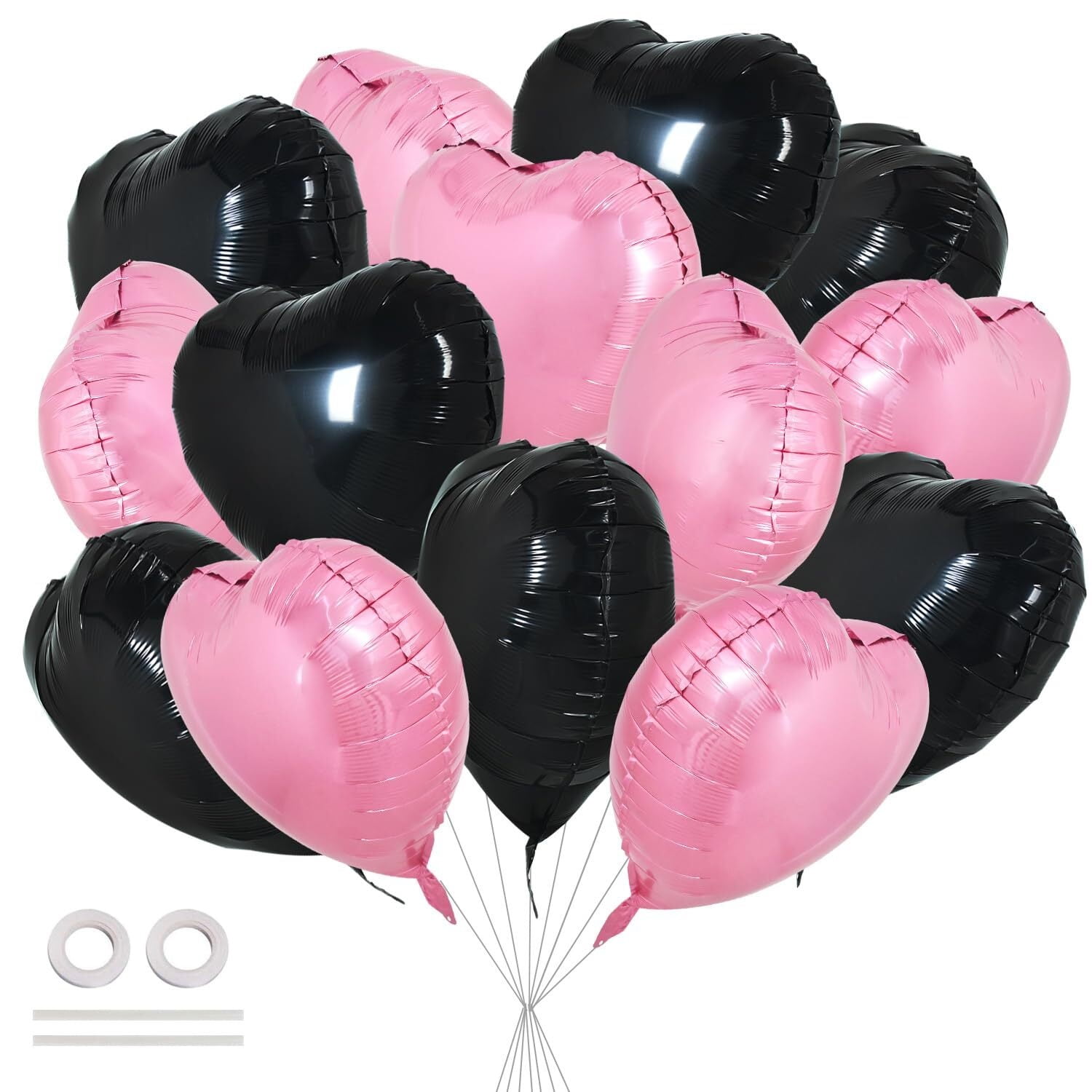 30Pcs 18 Inch Baby Pink Heart Balloons Pastel Pink Heart Shape Foil ...