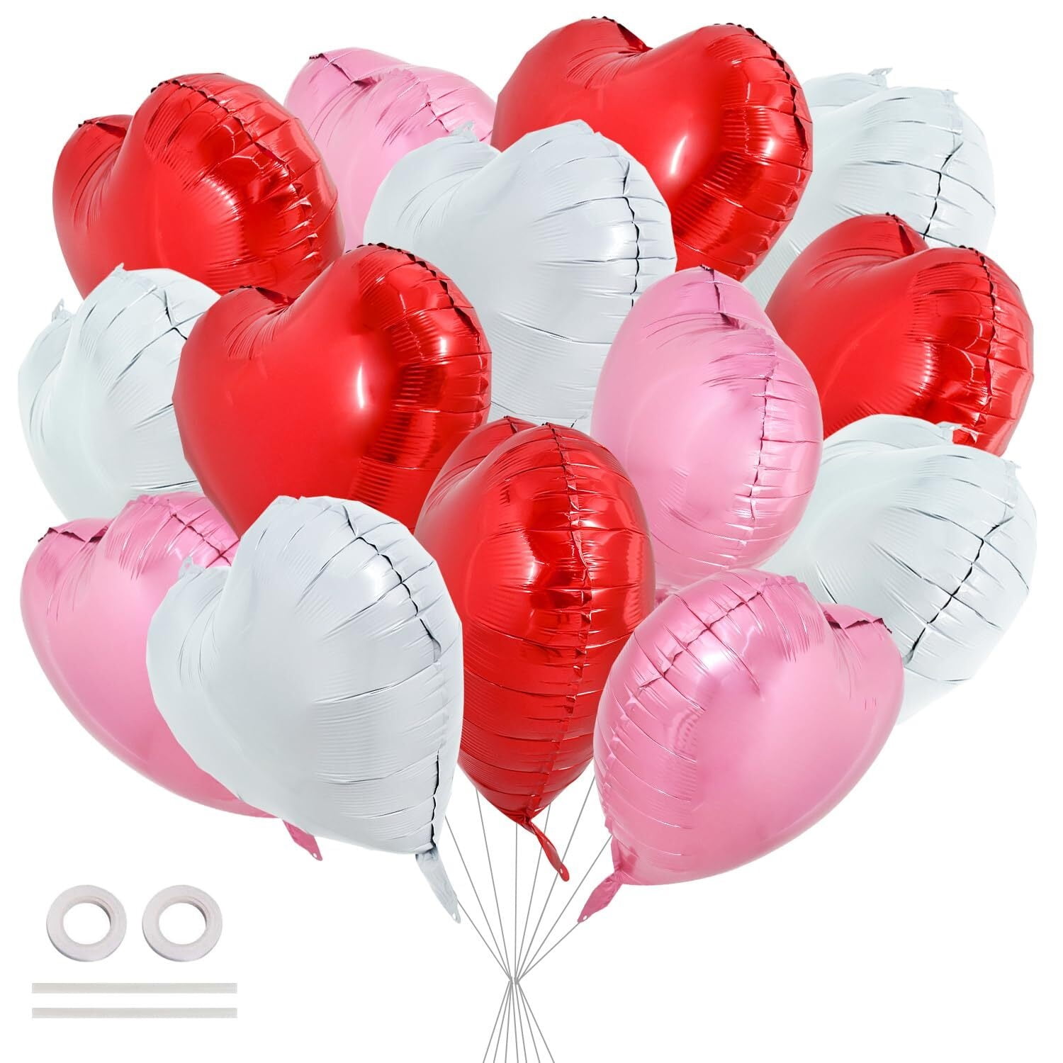 30Pcs 18 Inch Baby Pink Heart Balloons Pastel Pink Heart Shape Foil ...