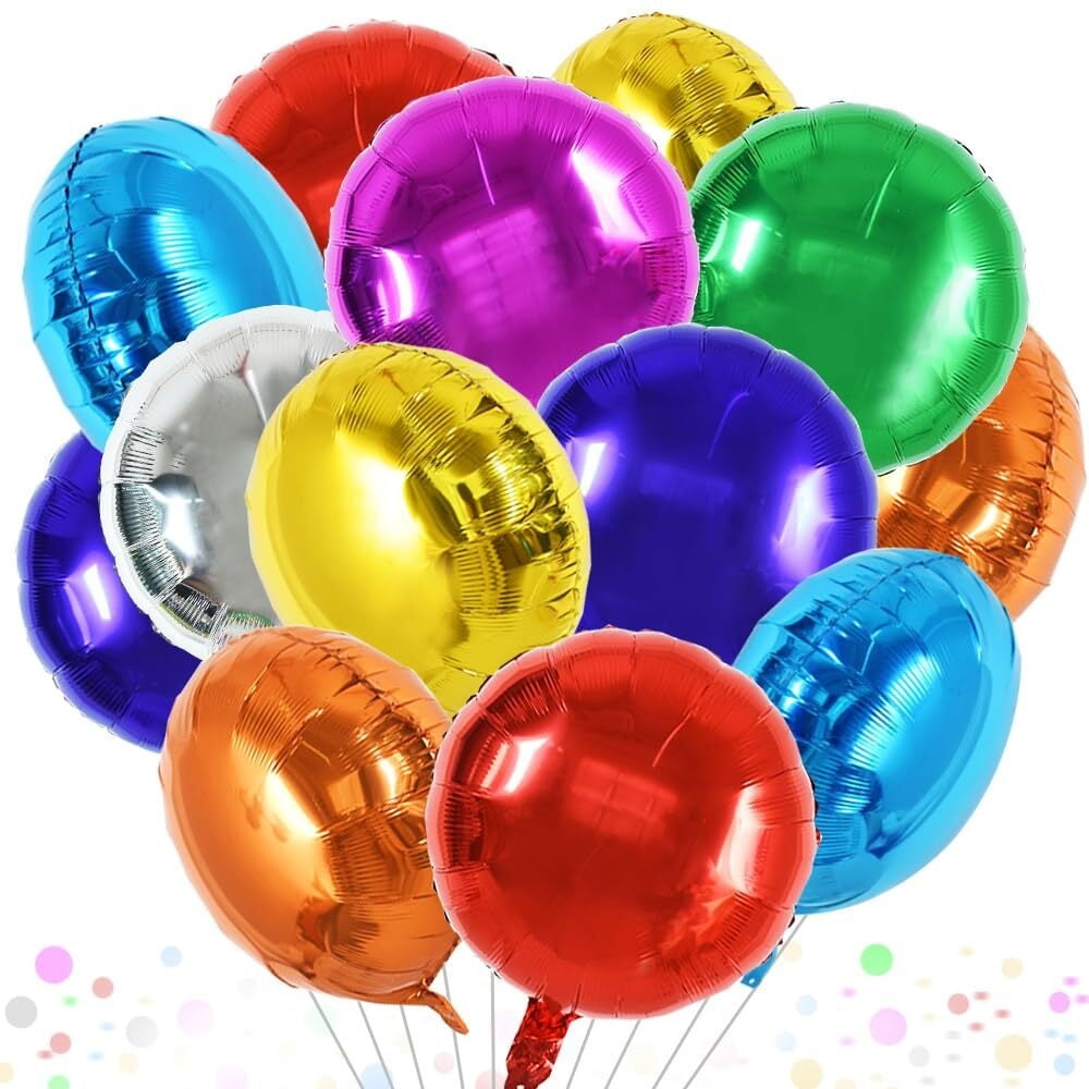 30Pcs 18 Inch Large Colorful Round Shape Foil Balloons Big Colorful ...