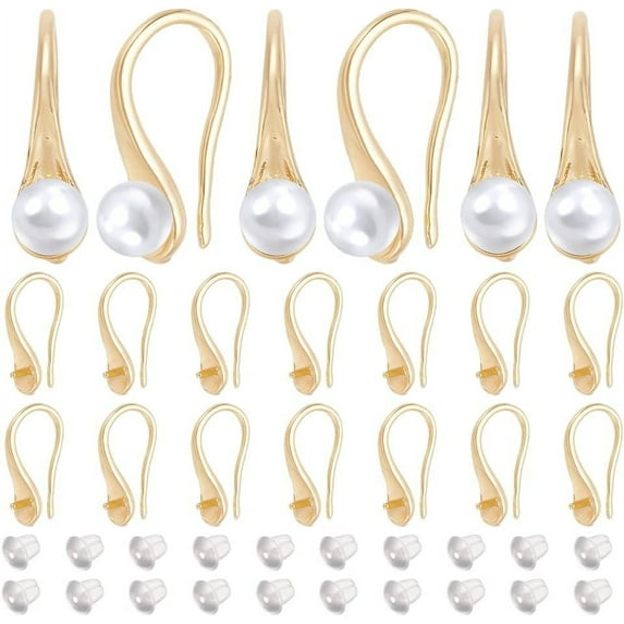 30Pcs 18K Real Gold Plated Brass French Earring Hooks Ear Wires with ...