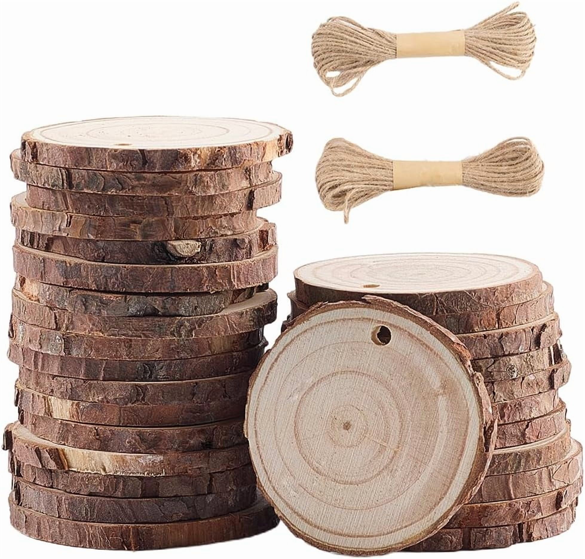 30Pcs 2"-2.22" Wood Slices Unfinished Natural Round Wooden Discs ...