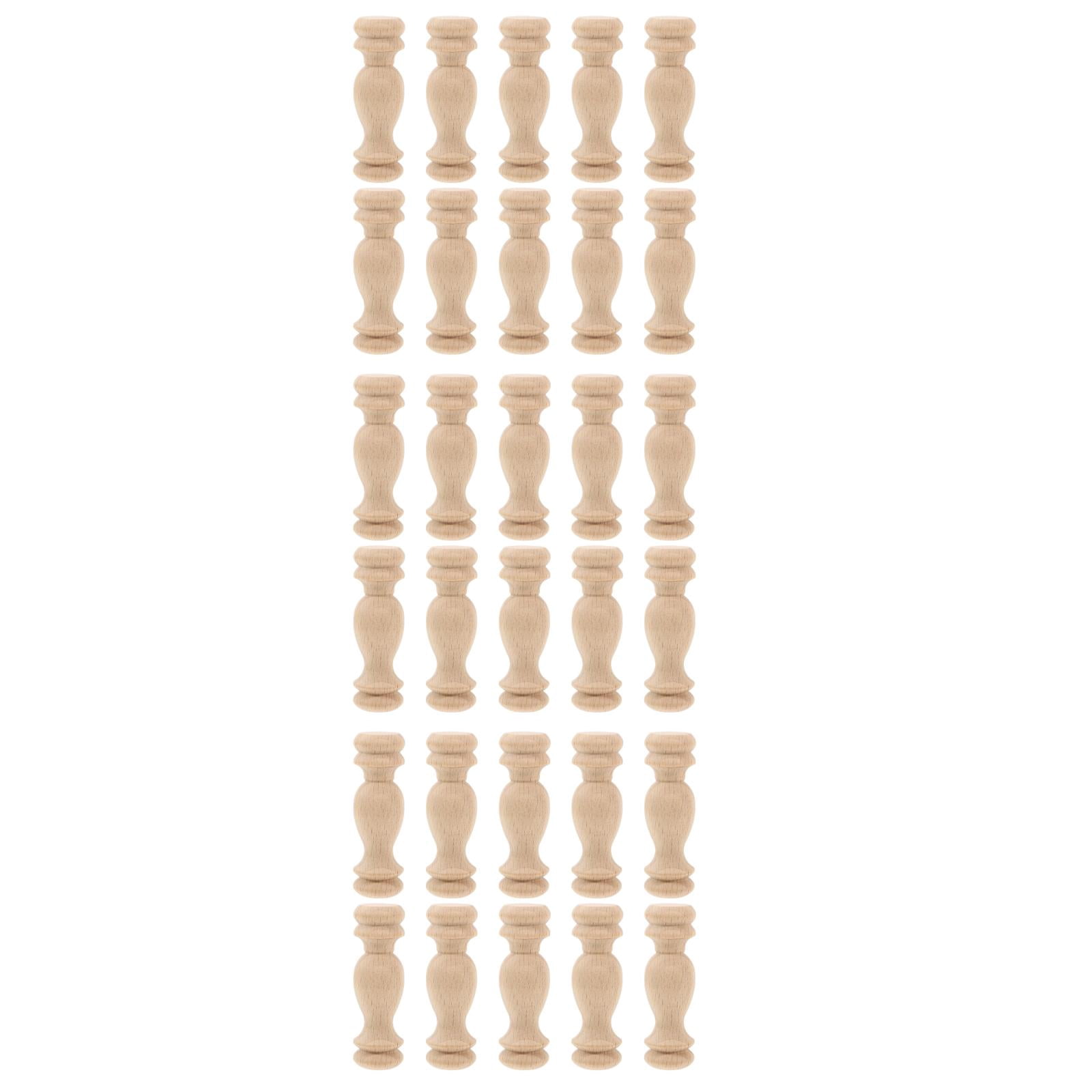 30Pcs 2.4 Inch Wooden Railing Spindles Unfinished Decorative Wood Craft ...