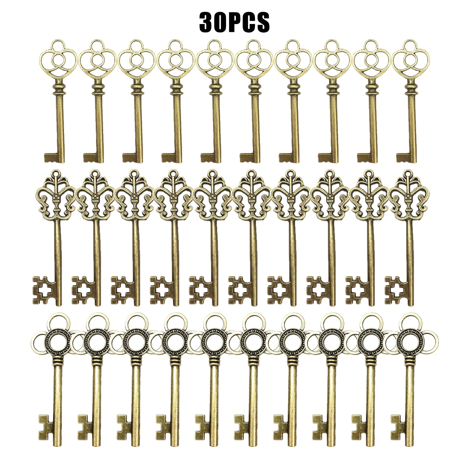 30Pcs 2.5 inch Large Antique Bronze Skeleton Keys Rustic Key for ...
