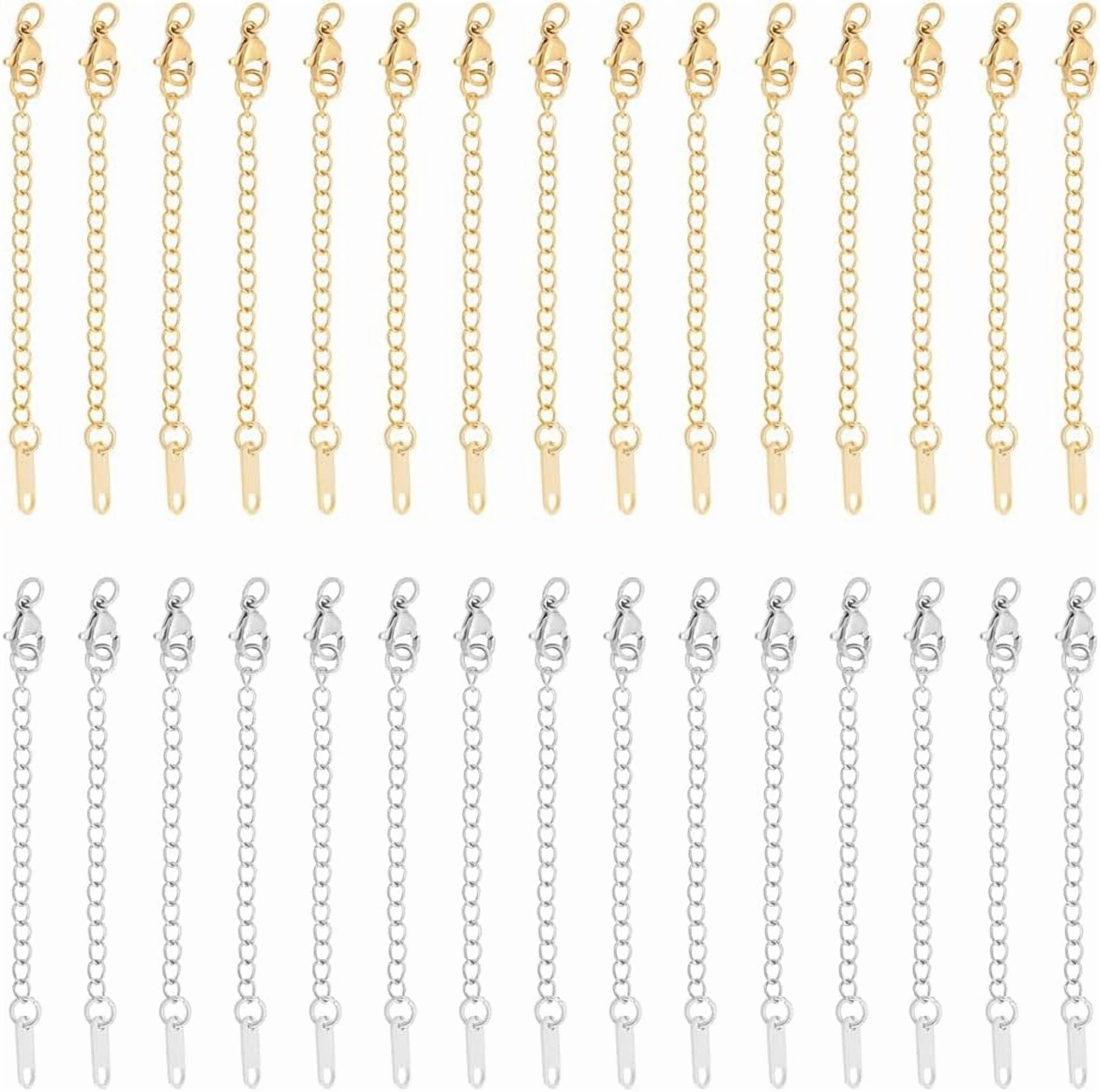 30Pcs 2 Colors 304 Stainless Steel Chain Extender Chain Tabs with Word ...
