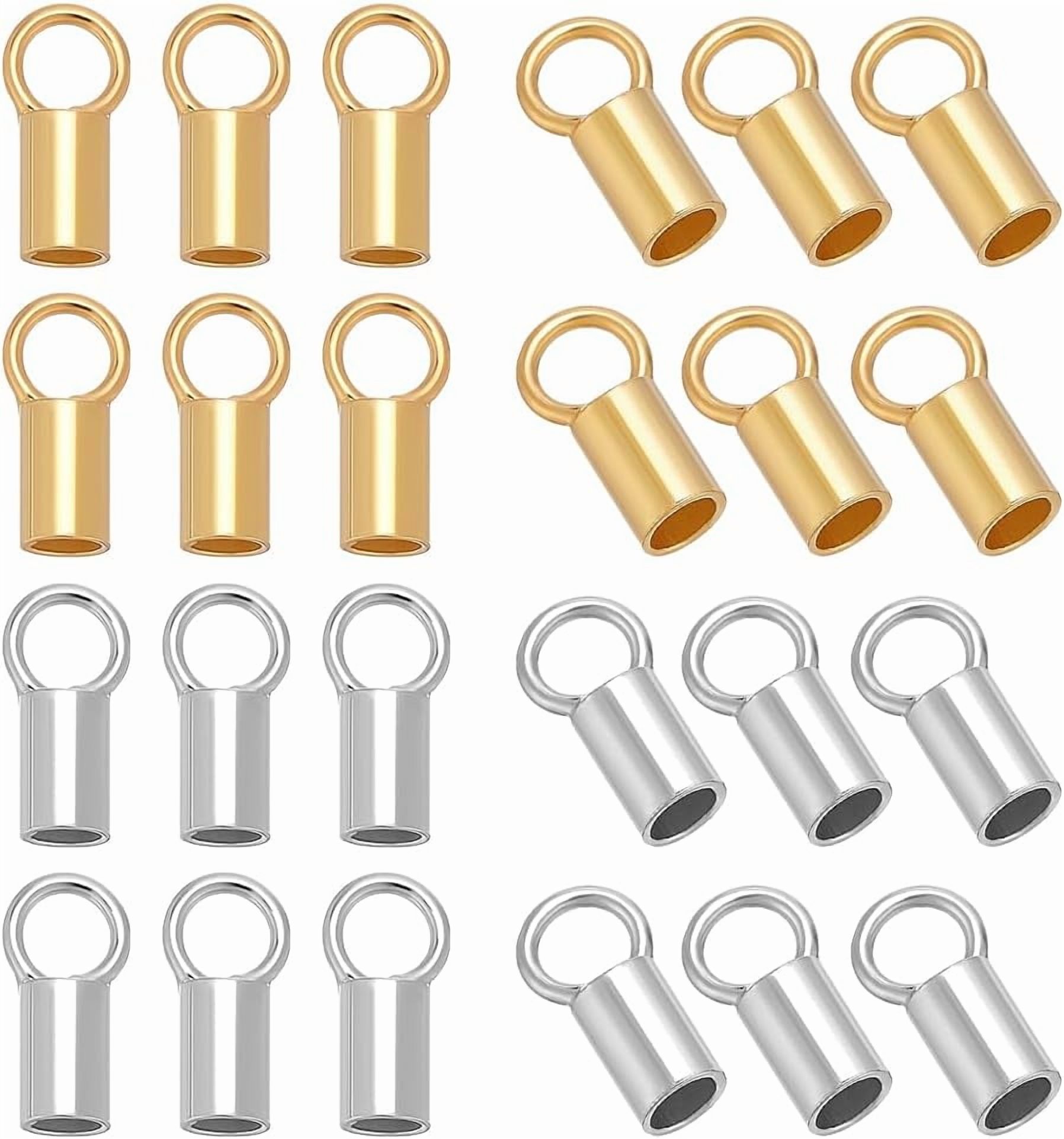 30Pcs 2 Colors 925 Sterling Silver Crimp End Caps 18K Gold Plated Cord ...