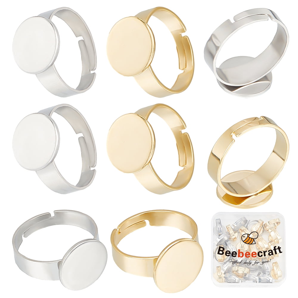30Pcs 2 Colors Adjustable 304 Stainless Steel Finger Rings Components ...