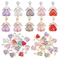 30Pcs 2 Colors Glass Pendants with 304 Stainless Steel Jump Rings Gold ...