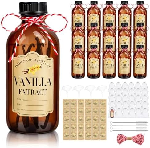 30Pcs 2 Oz Amber Glass Bottle Boston Round Bottles for Vanilla Extract ...