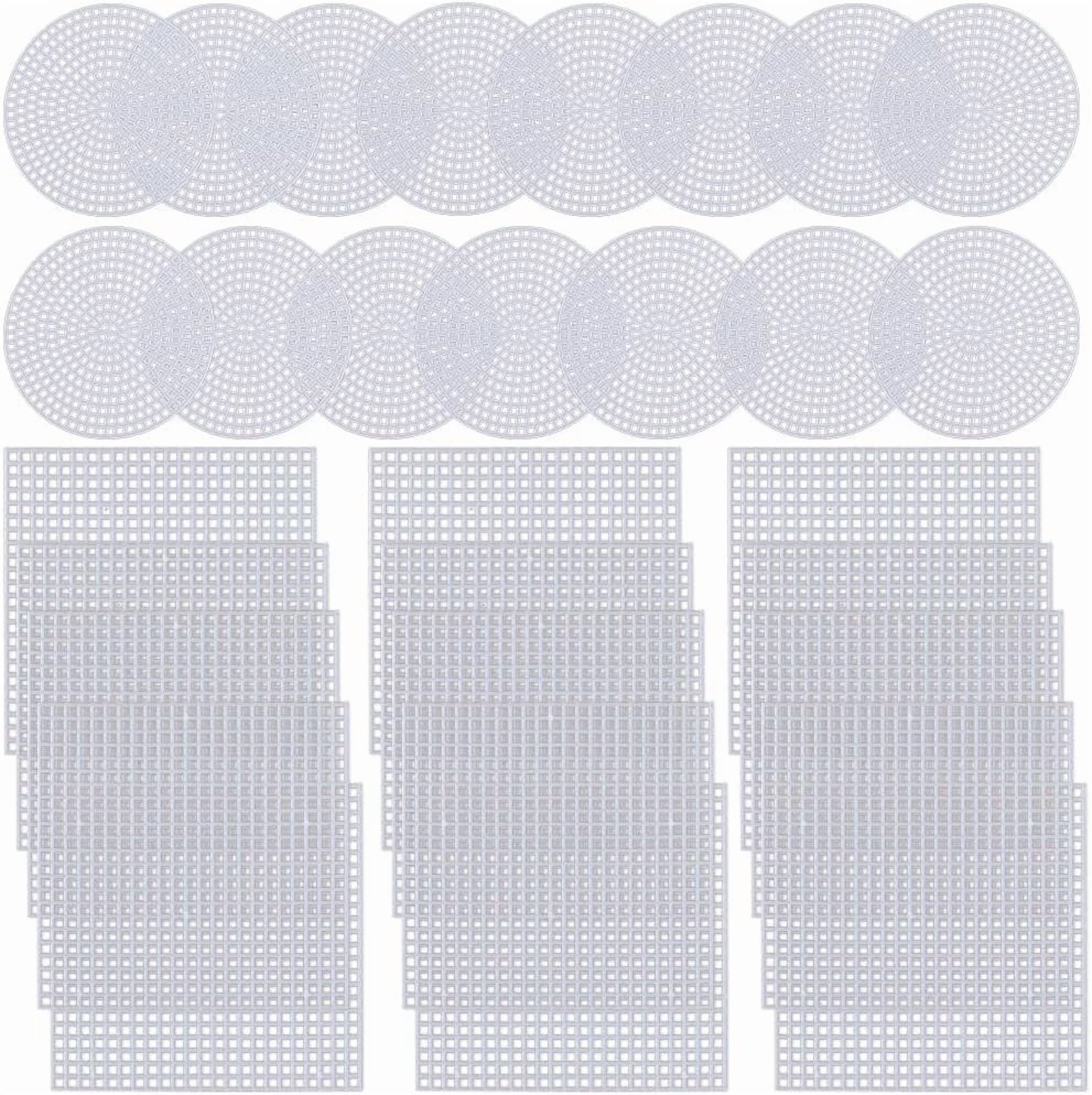 30Pcs 2 Styles White Plastic Mesh Canvas Sheets Crafting Knit Crochet ...