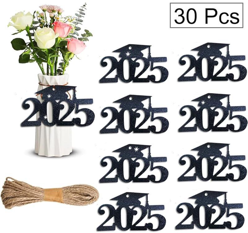 30Pcs 2025 Glitter Graduation Cutouts Tags Banners 2025 Graduation ...