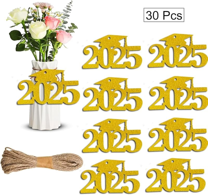 30Pcs 2025 Glitter Graduation Cutouts Tags Banners 2025 Graduation ...