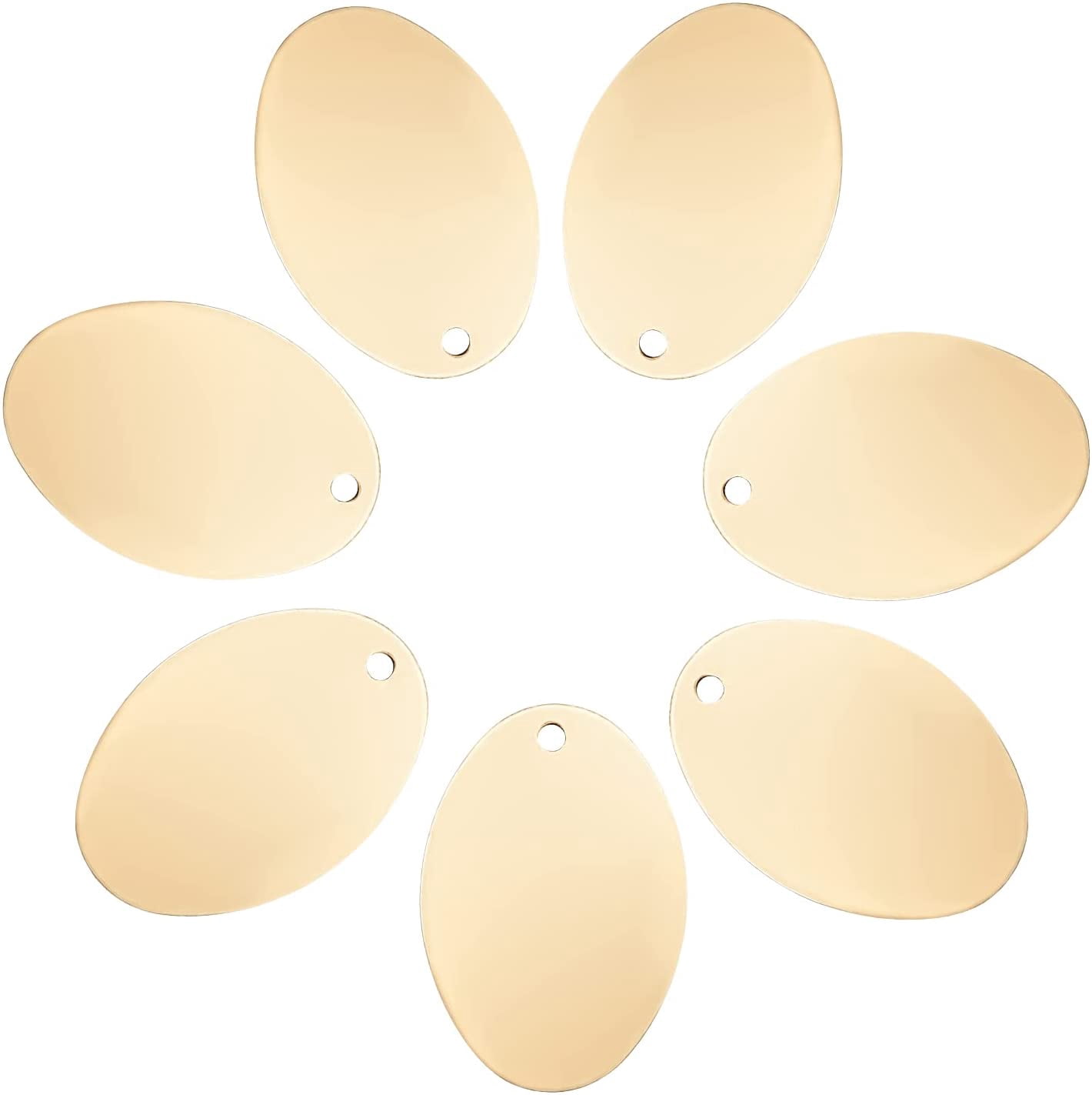 30Pcs 22x14mm Brass Flat Oval Blank Stamping Tag Pendants Charms for ...