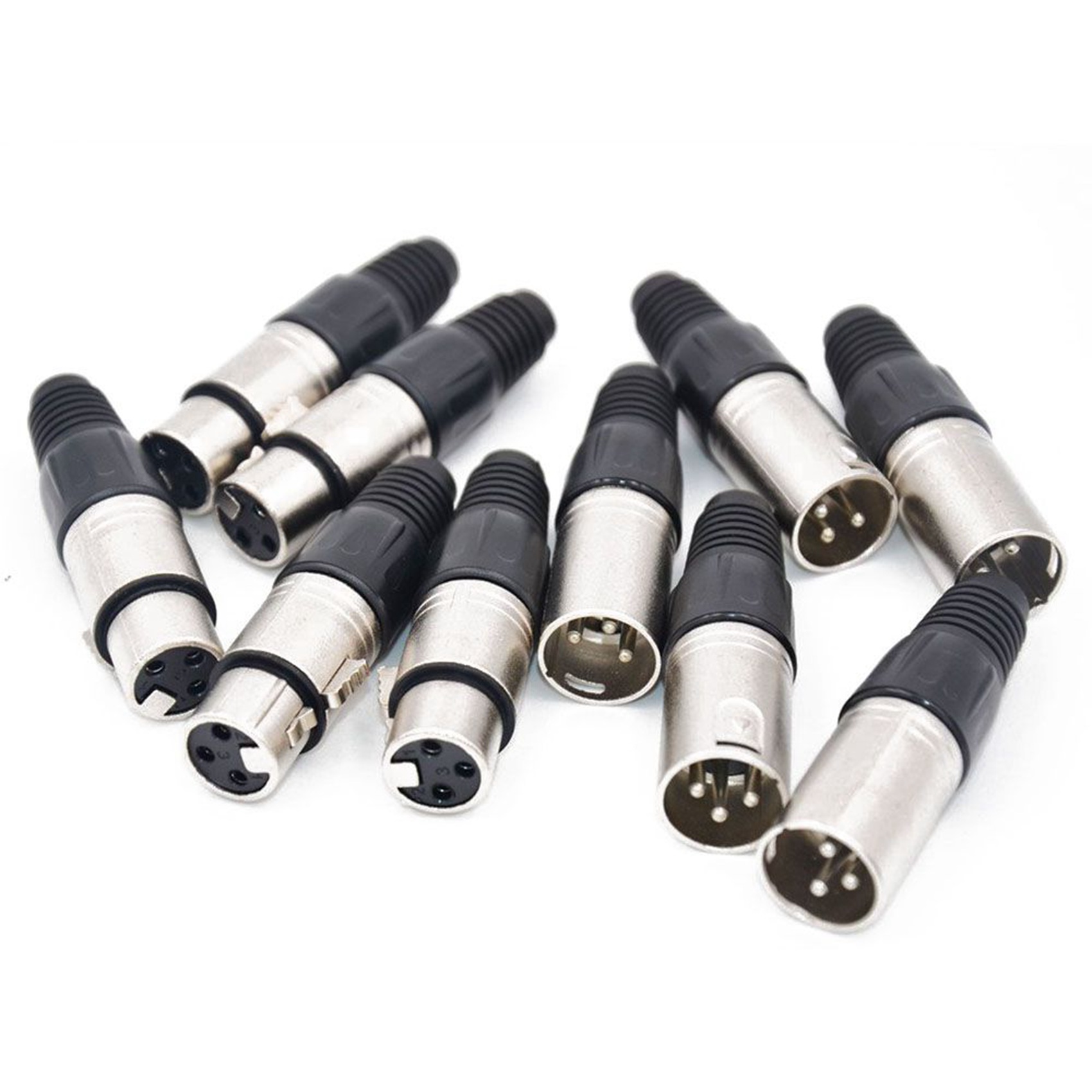 30Pcs 3 Pin XLR Solder Type Connector 15 Male + 15 Female Plug Cable ...