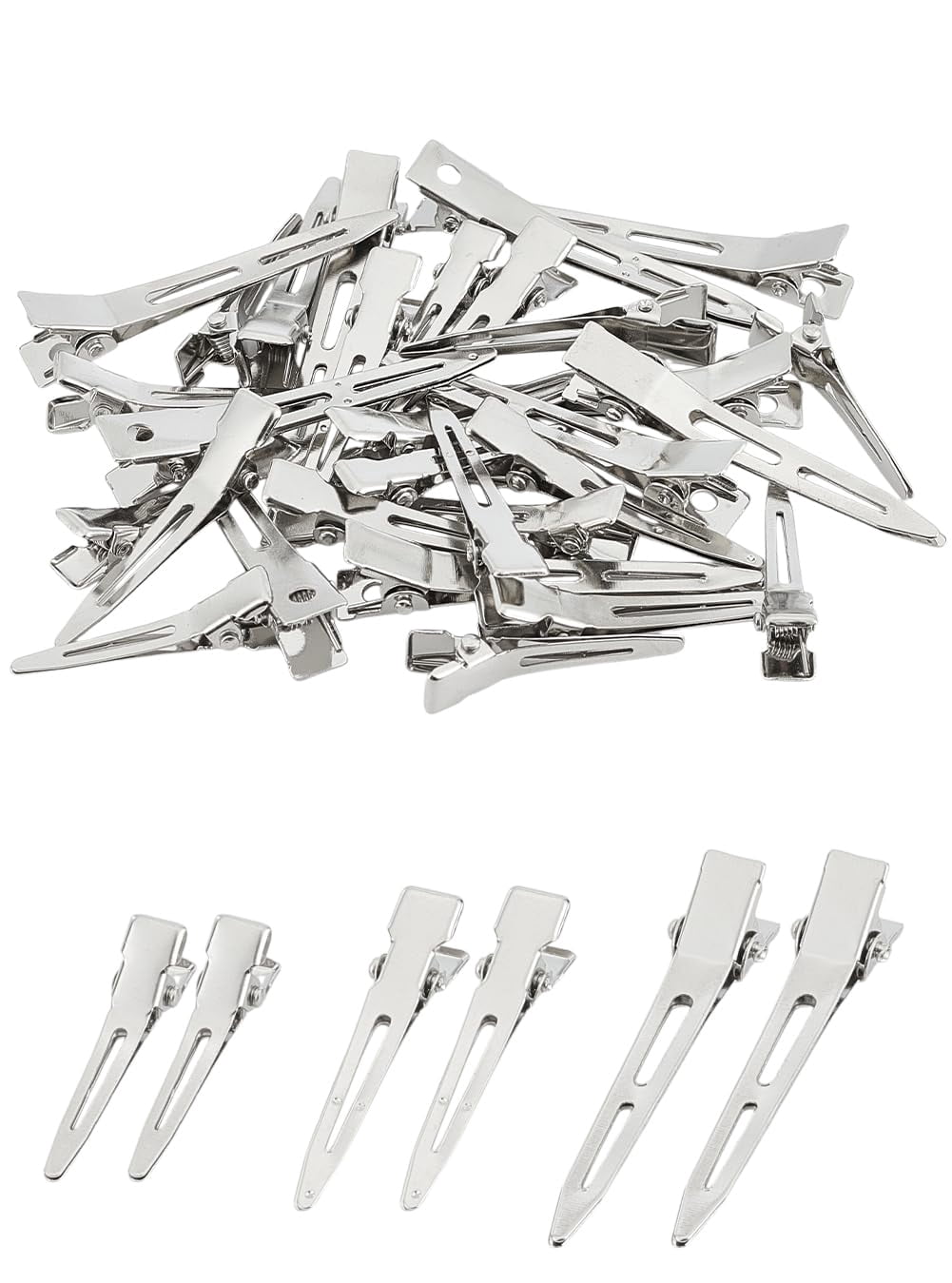 30Pcs 3 Sizes Platinum Iron Hair Clips Metal Duck Billed Hair Clips ...