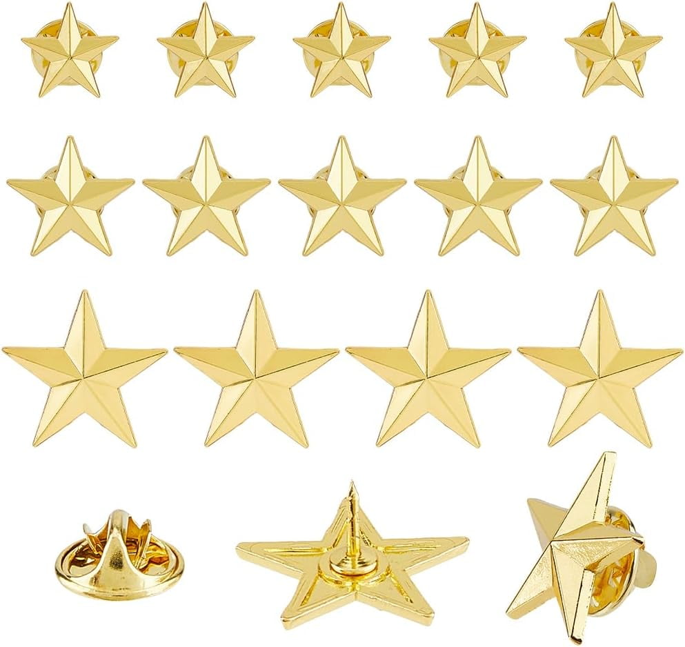 30Pcs 3 Sizes Star Badge Lapel Pin Memorial Star Brooch Pins Military ...