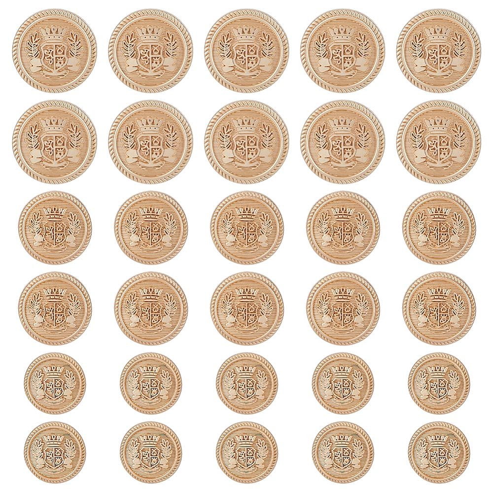 30Pcs 3 Style Alloy Shank Buttons Flat Round with Wheat Badge Pattern ...