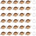 30Pcs 304 Stainless Steel Cabochon Connector Settings Plain Edge Bezel ...