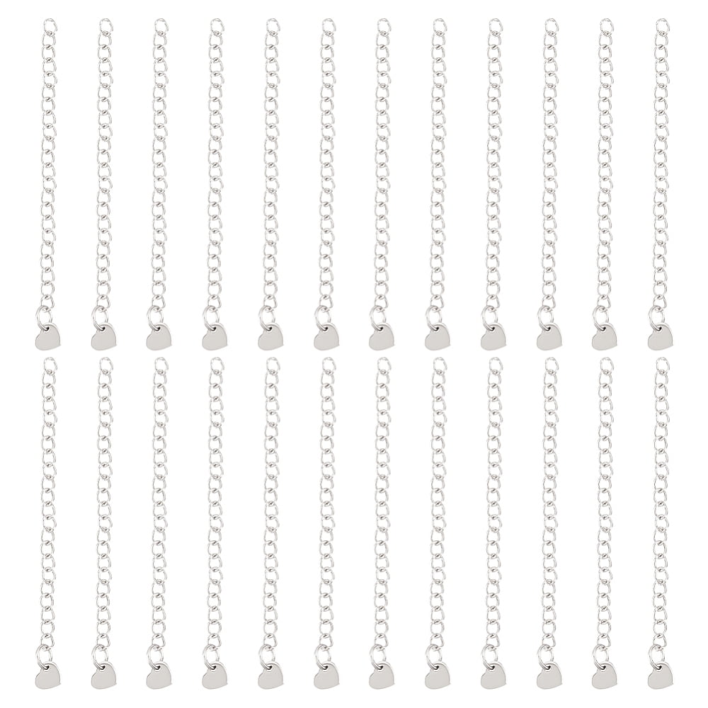 30Pcs 304 Stainless Steel Curb Chain Extender End Chains with Heart ...