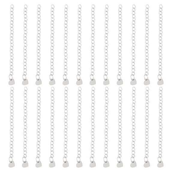 30Pcs 304 Stainless Steel Curb Chain Extender End Chains with Heart ...