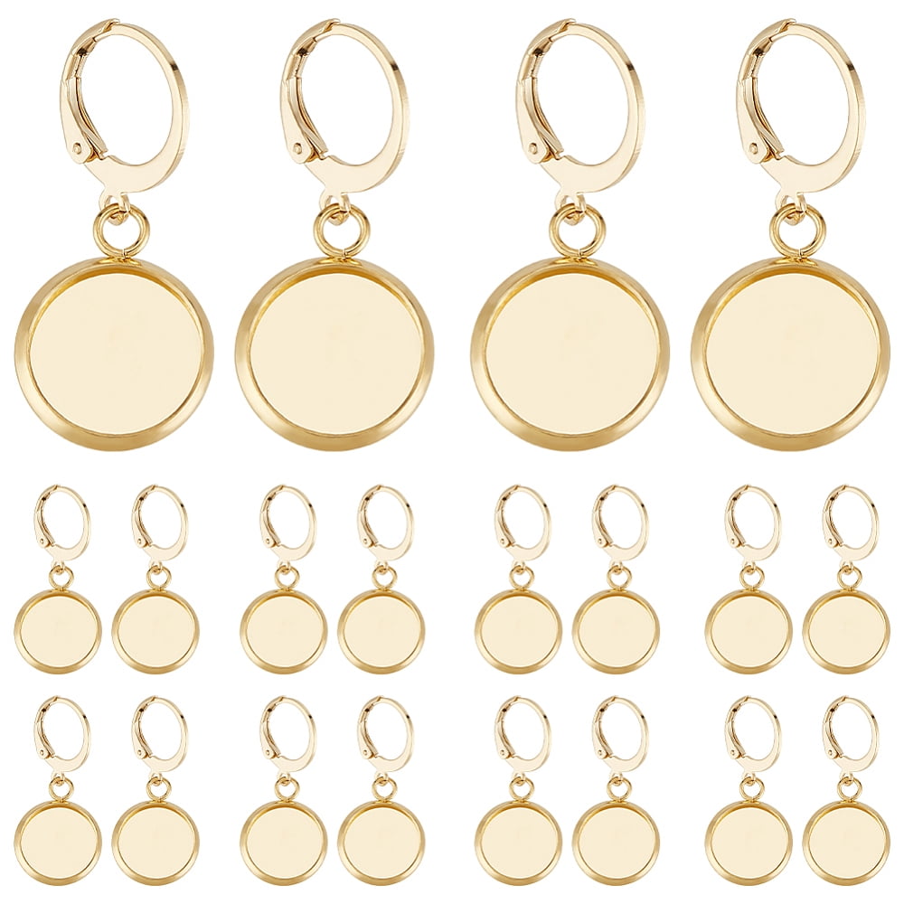 30Pcs 304 Stainless Steel Leverback Earring Findings Flat Round Earring ...