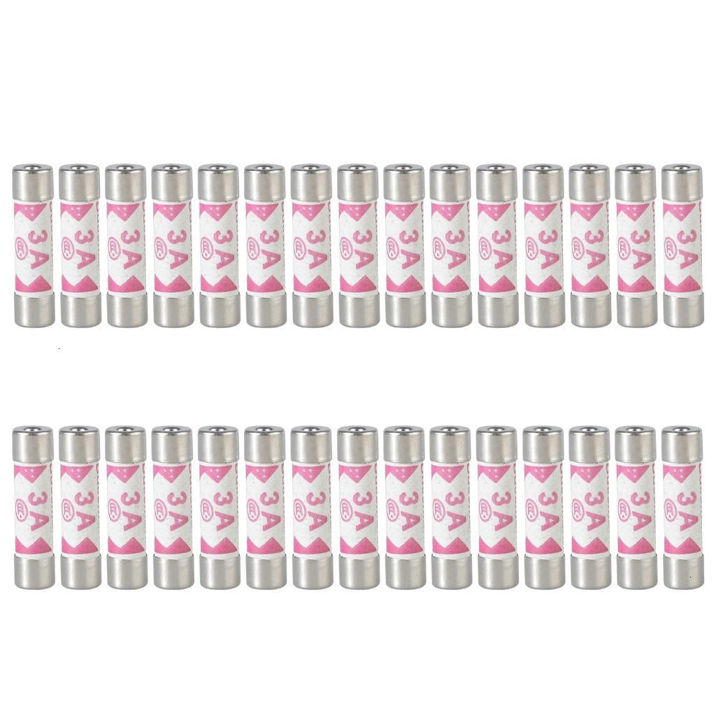 30Pcs 3A Ceramic Tube Fuses Hold Mains Plug Cartridge Fuses Electrical ...
