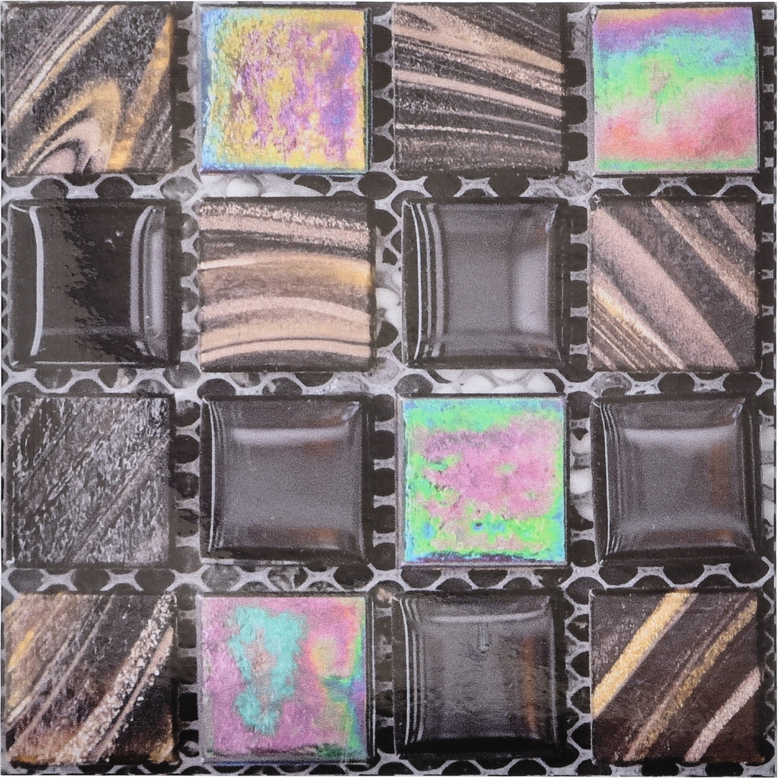 30Pcs 3D Mosaic Tile Stickers, 10 x 10cm Square Wallpaper Self-Adhesive ...