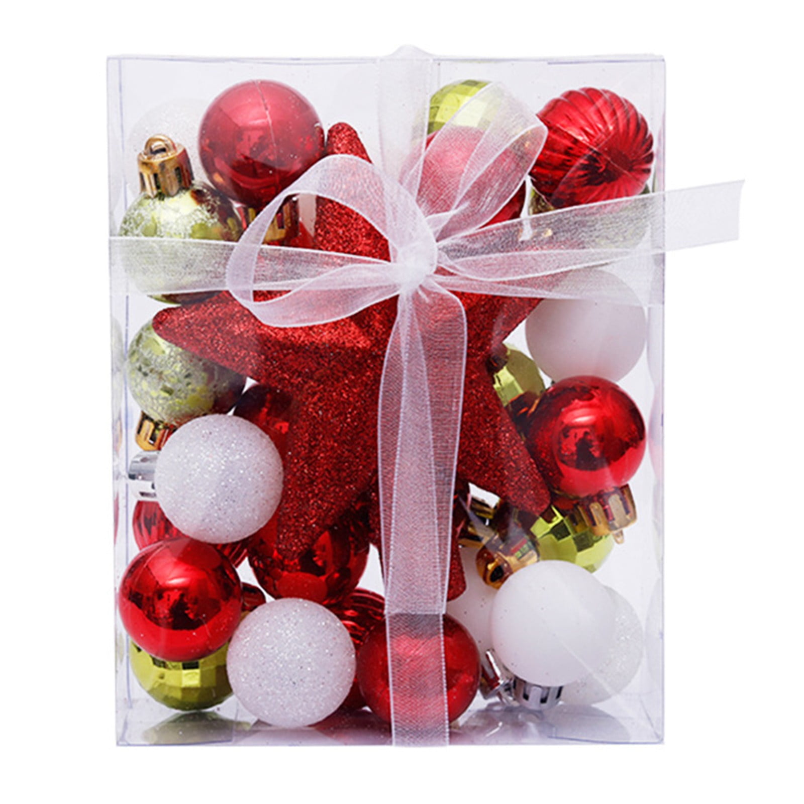 30Pcs 3cm Christmas Ball Ornaments White Gold Xmas Balls Glitter Tree ...