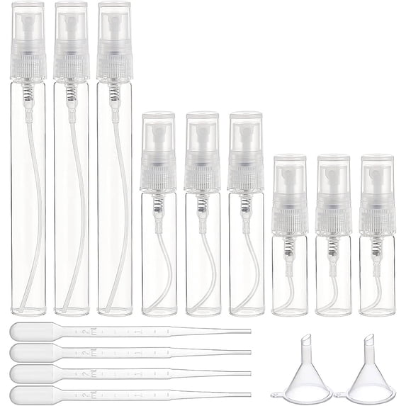 30Pcs 3ml 5ml 10ml Glass Spray Bottle with PP Plastic Lid 2Pcs Plastic ...