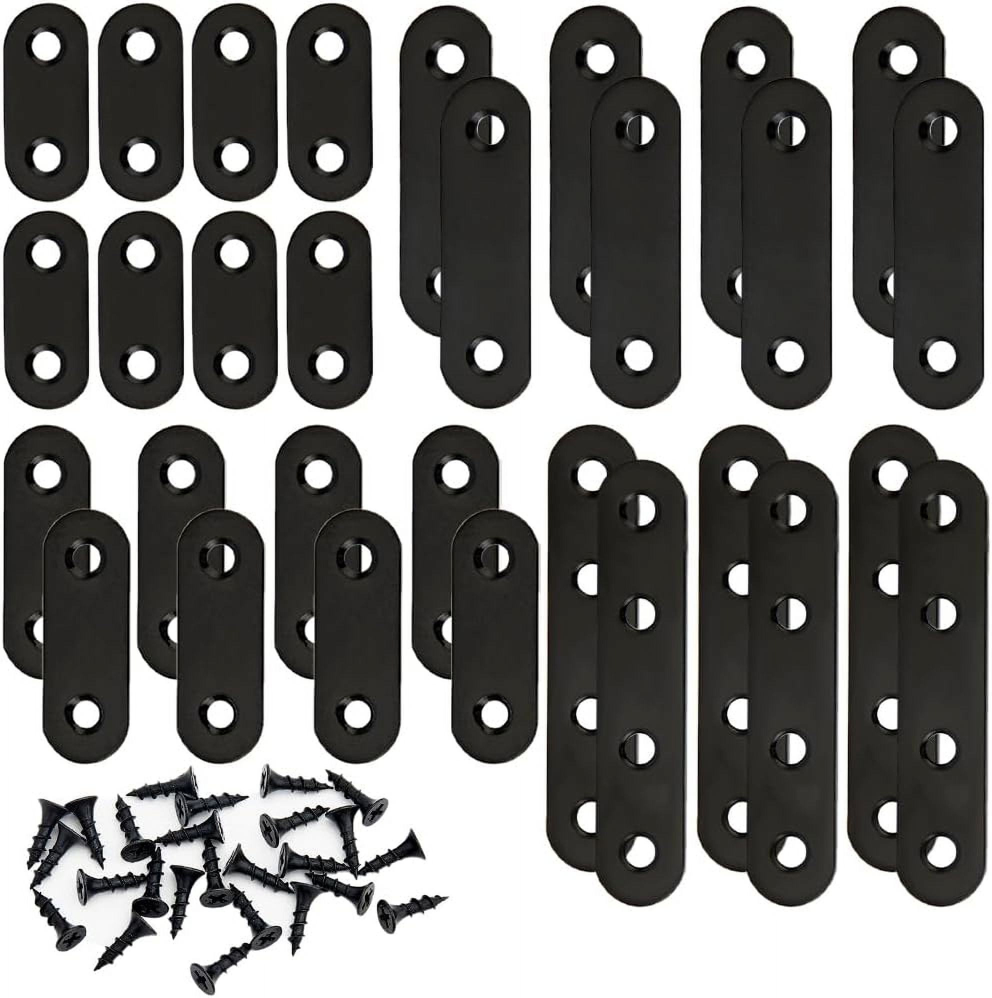30Pcs 4 Sizes Flat Plate Straight Bracket Black Metal Mending Plate ...