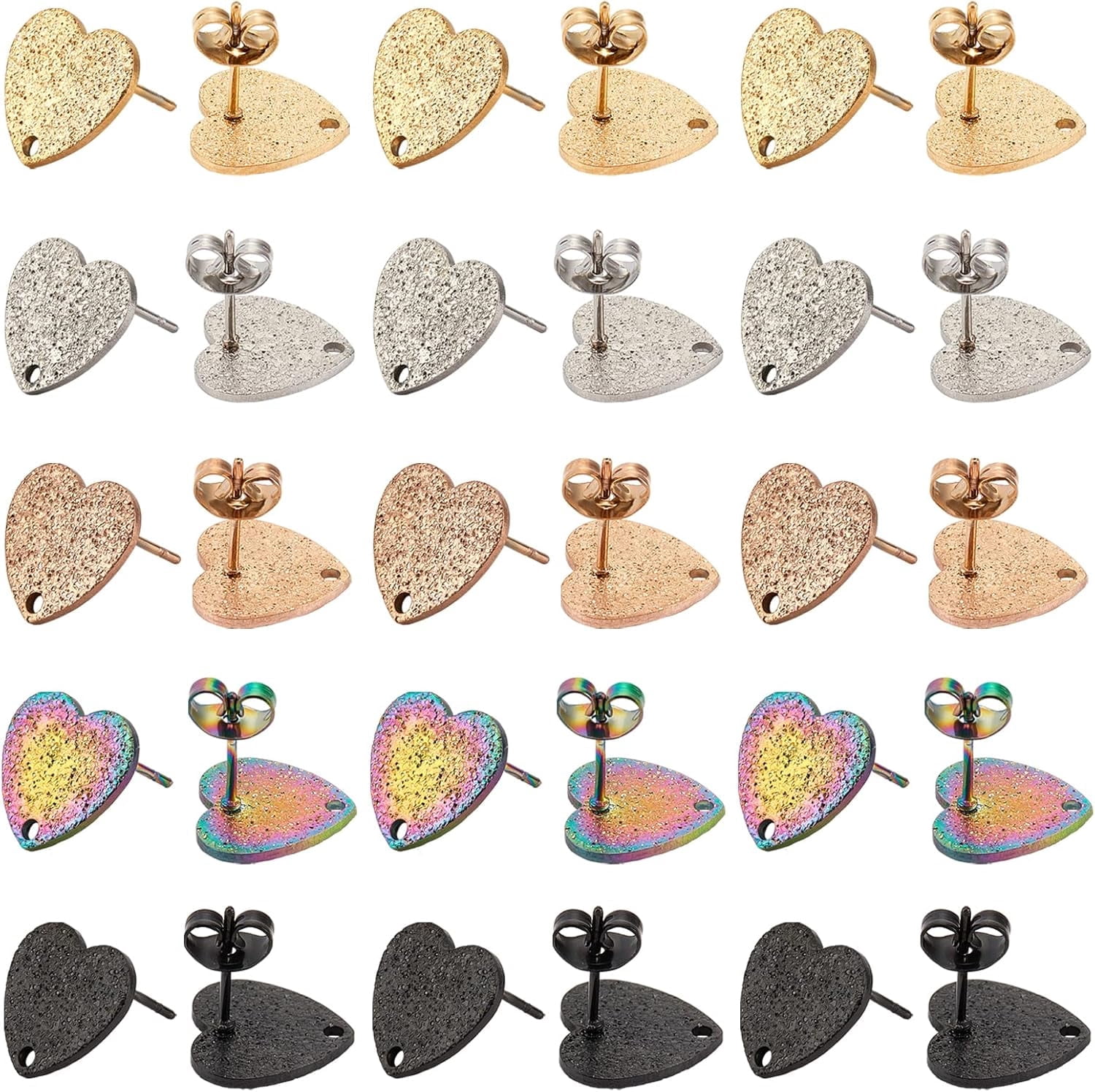 30Pcs 5 Colors Ion Plating(IP) 304 Stainless Steel Stud Earring ...