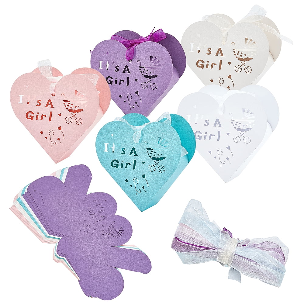 30Pcs 5 Colors Paper Candy Boxes with Ribbon Bridal Shower Baby Shower ...