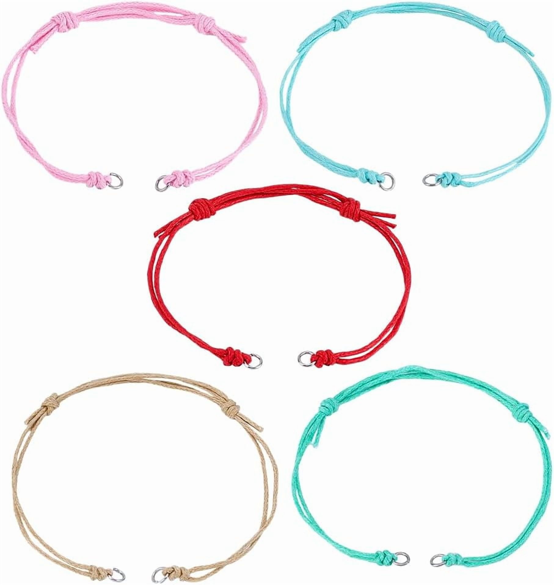 30Pcs 5 Colors Waxed Polyester Bracelets Adjustable Bracelet Knot Rope ...