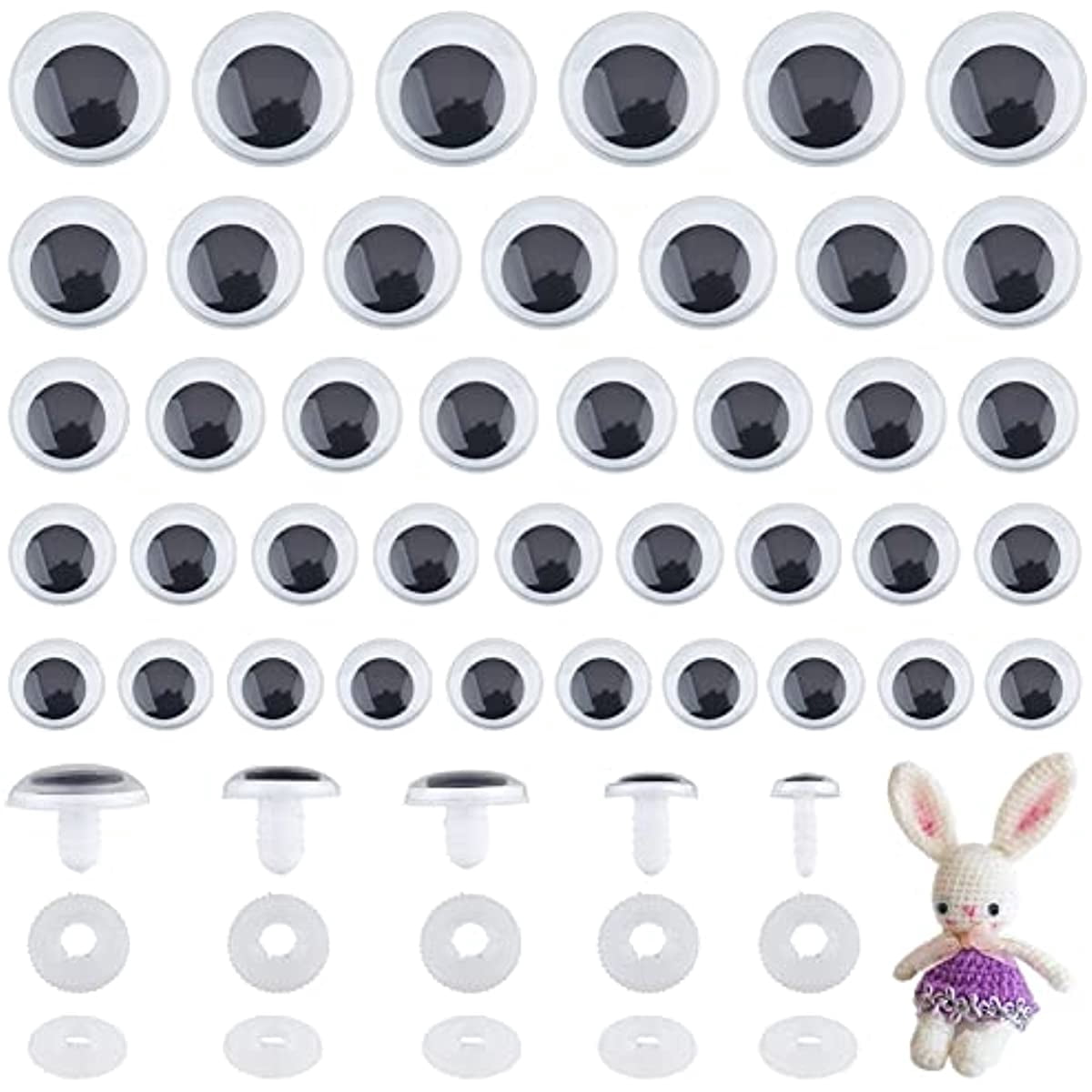30Pcs 5 Sizes Black Wiggle Googly Eye Plastic Threaded Shank Googly ...