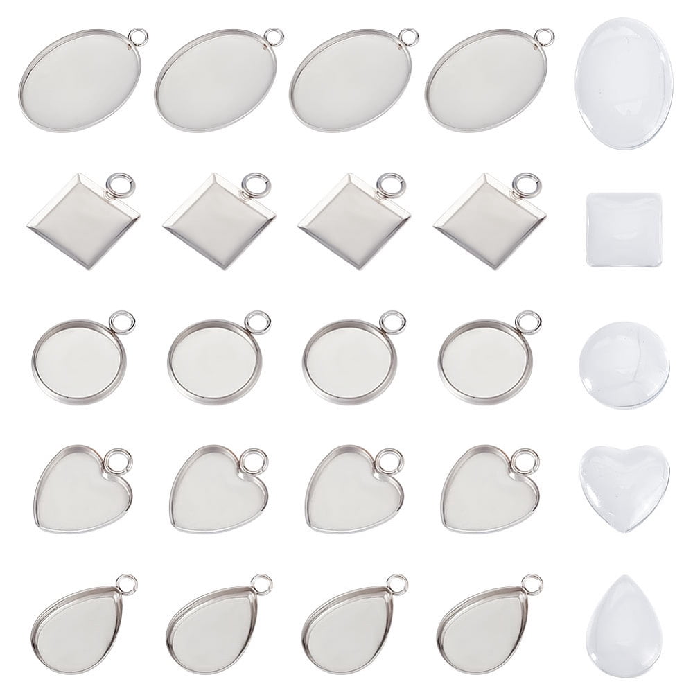 30Pcs 5 Styles 304 Stainless Steel30Pcs 5 Styles Transparent Glass ...