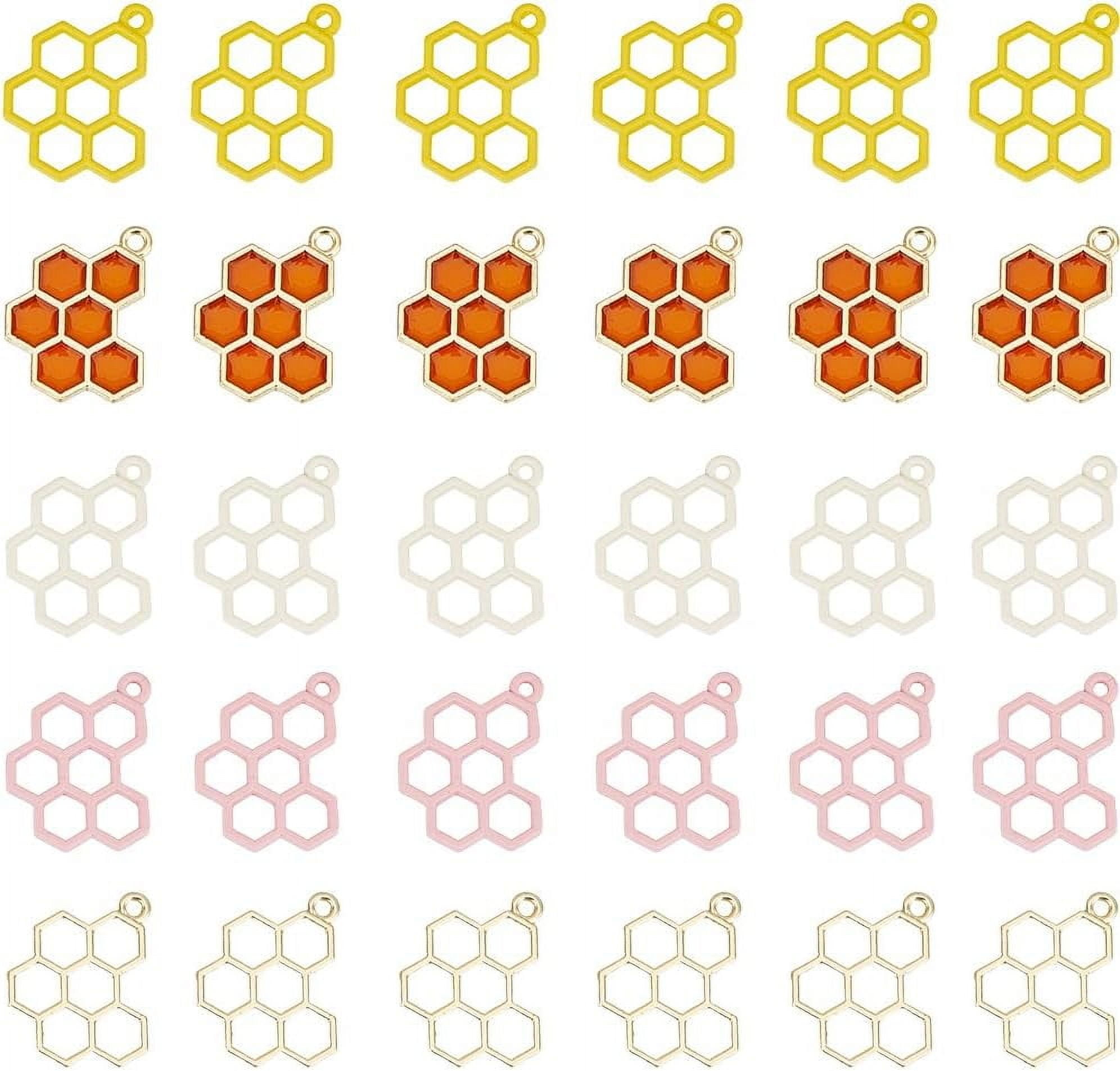 30Pcs 5 Styles Alloy Pendants Honeycomb Charms Mixed Color 21x17~17.5x1 ...