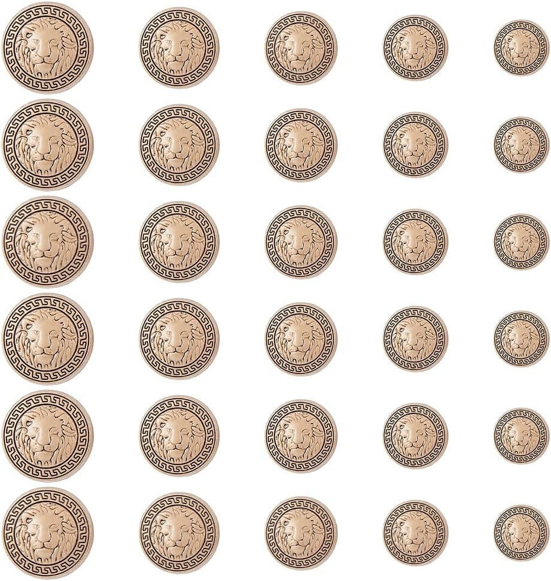 30Pcs 5 Styles Zinc Alloy Buttons 1-Hole Flat Round with Lion Pattern ...