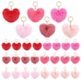30Pcs 6 Colors Heart Polyester Rabbit Hair Pendant Keychains with Zinc ...