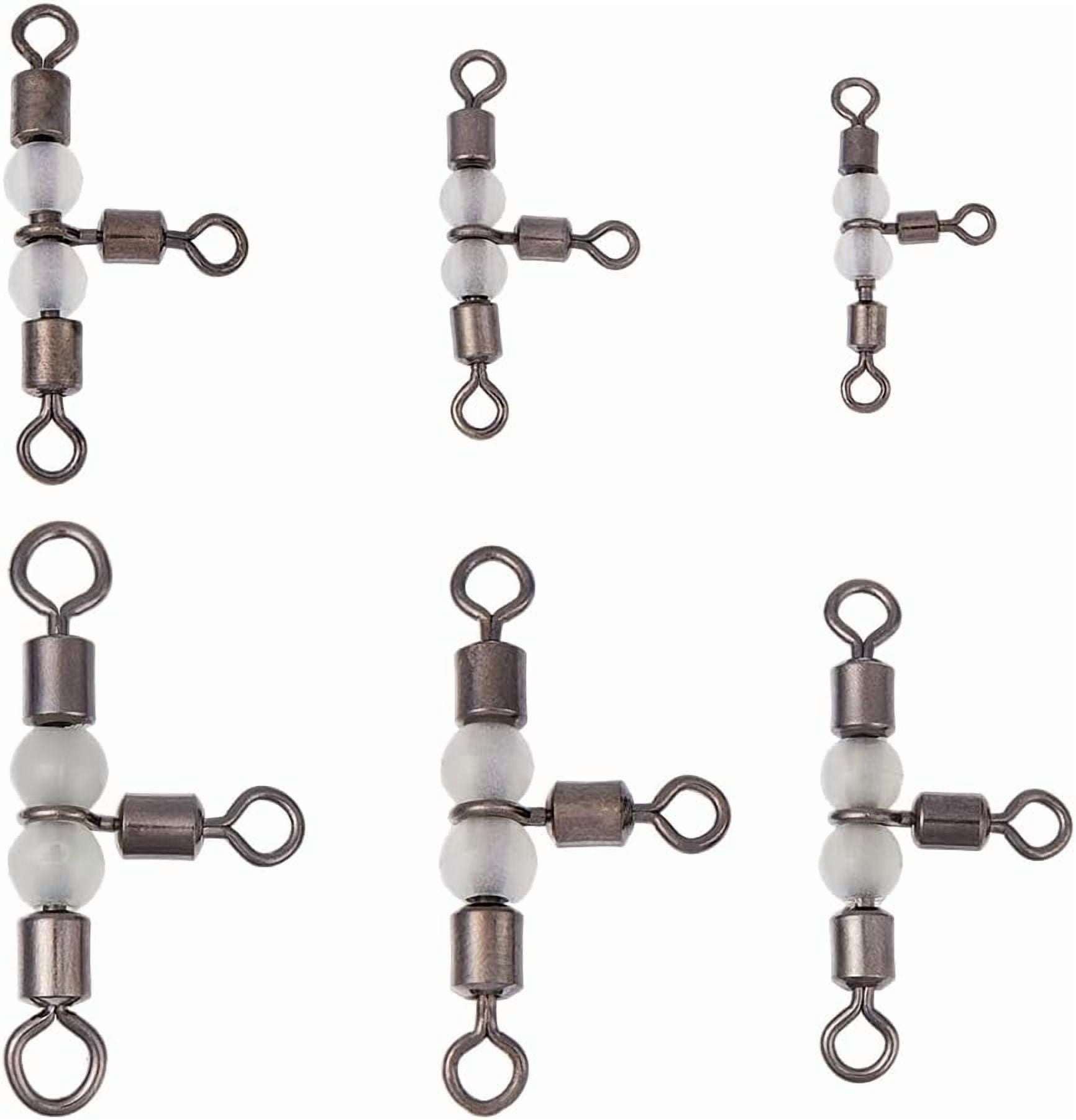 30Pcs 6 Styles 3-Way Swivels Fishing Tackle T Shape Swivel with Glow ...