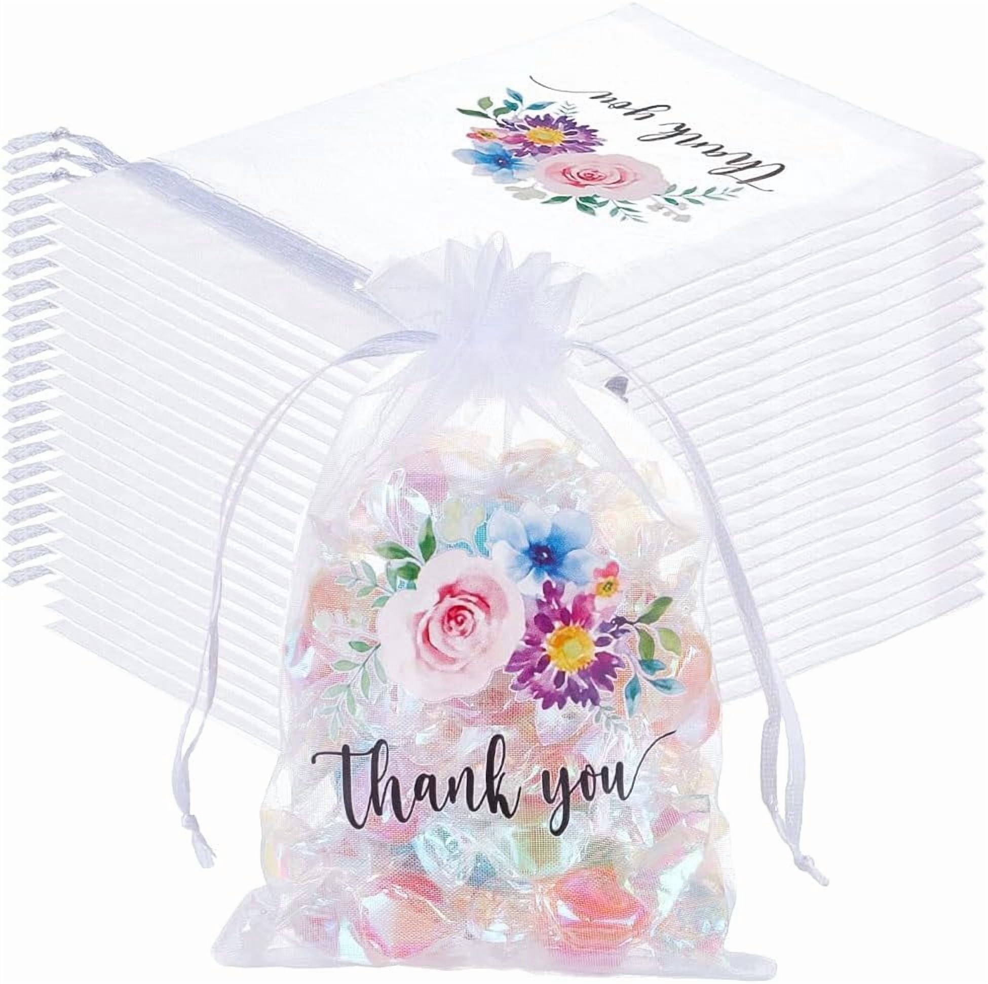 30Pcs 6x4 Inch Thank You Bags Sheer Organza Bags White Candy Treat Bags ...